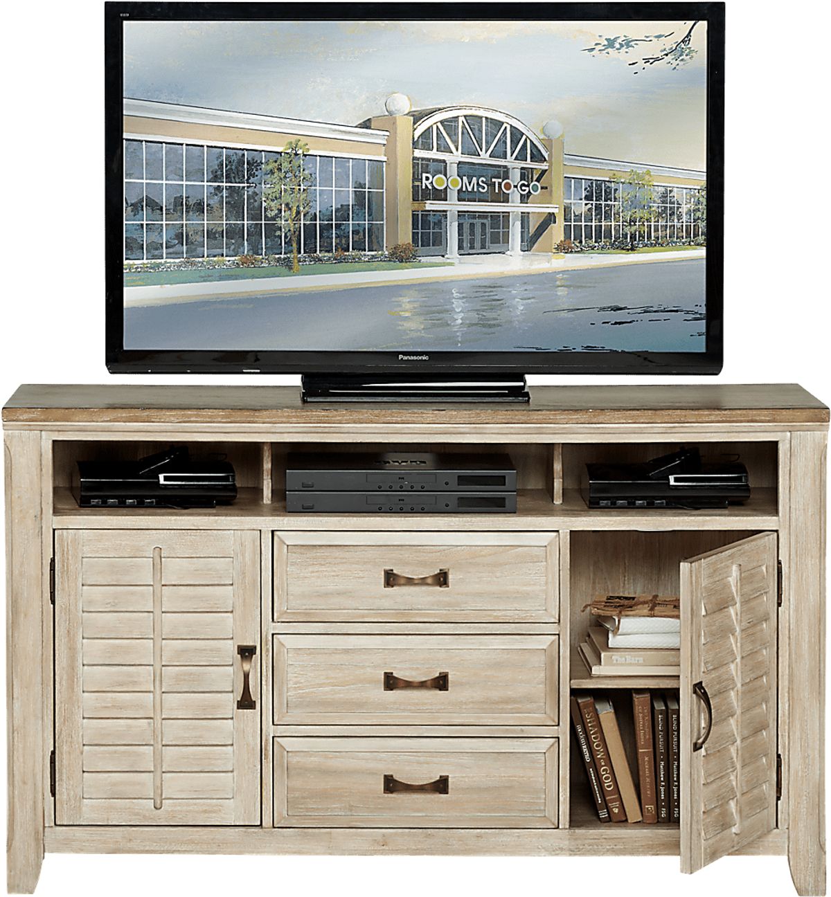 Nantucket Breeze Bisque Light Wood,White Console | Rooms to Go