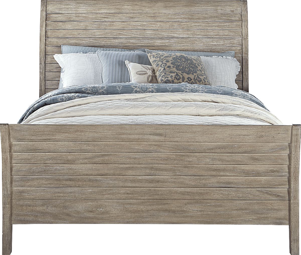 Nantucket Breeze Bisque Light Wood,White 3 Pc King Sleigh Bed | Rooms to Go