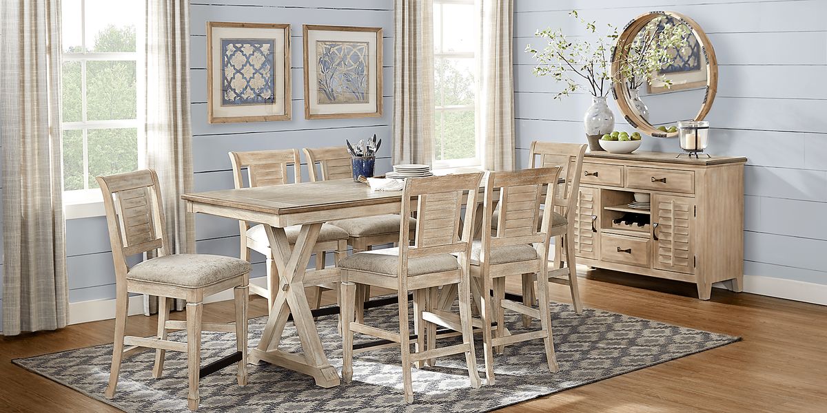 Nantucket Breeze 5 Pc Bisque Light Wood,White Dining Room Set With ...