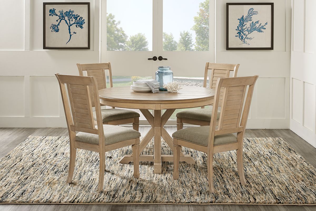 Nantucket Breeze 5 Pc Bisque Light Wood,White Dining Room Set With ...