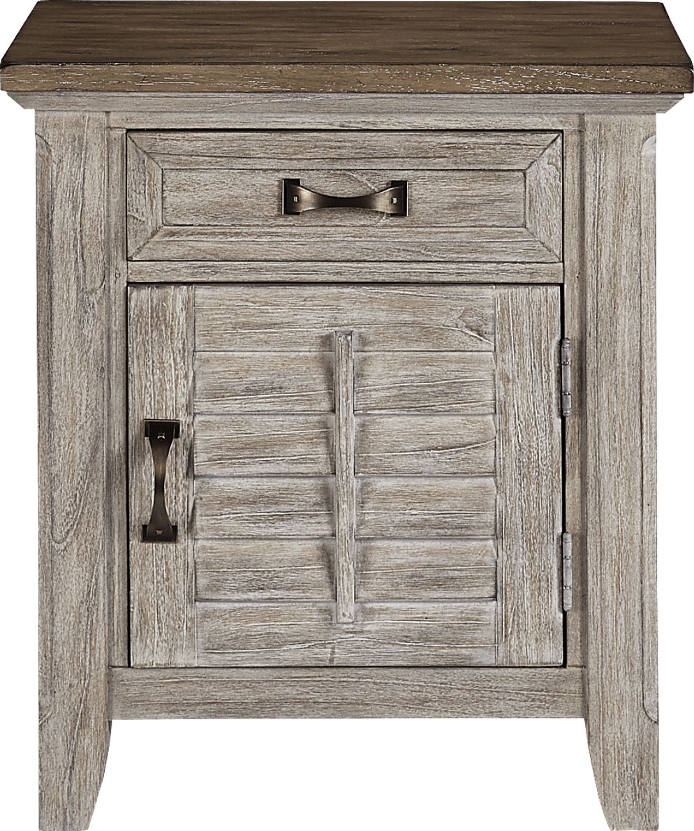 Nantucket Breeze Bisque Light Wood,White Door Nightstand - Rooms To Go