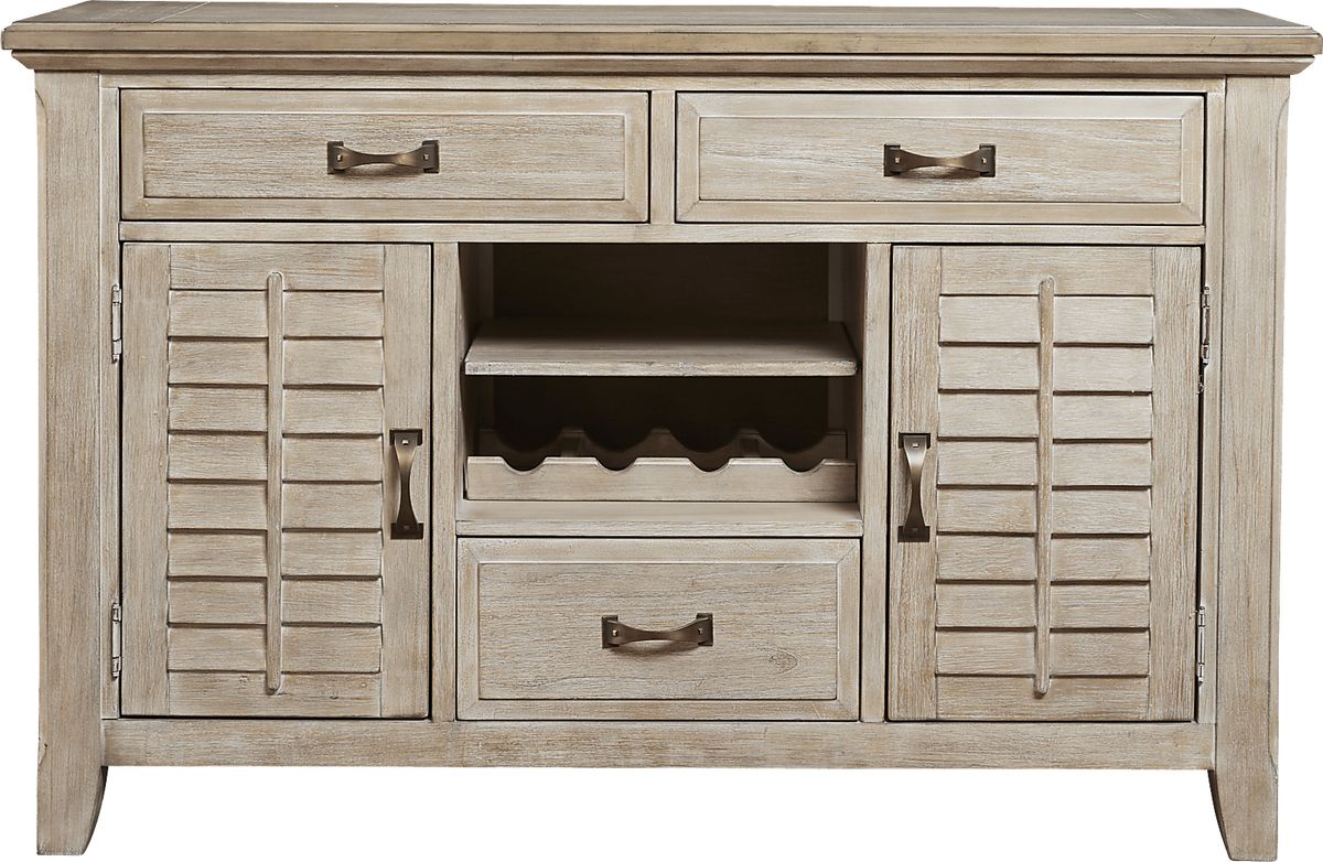 Nantucket Breeze Bisque Light Wood,White Server | Rooms to Go