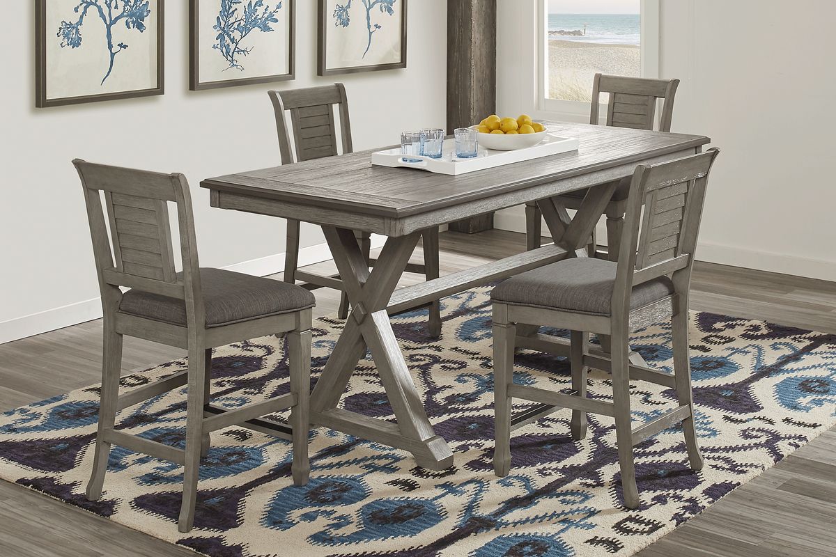 Nantucket Breeze 5 Pc Gray Dining Room Set With Counter Height Dining ...