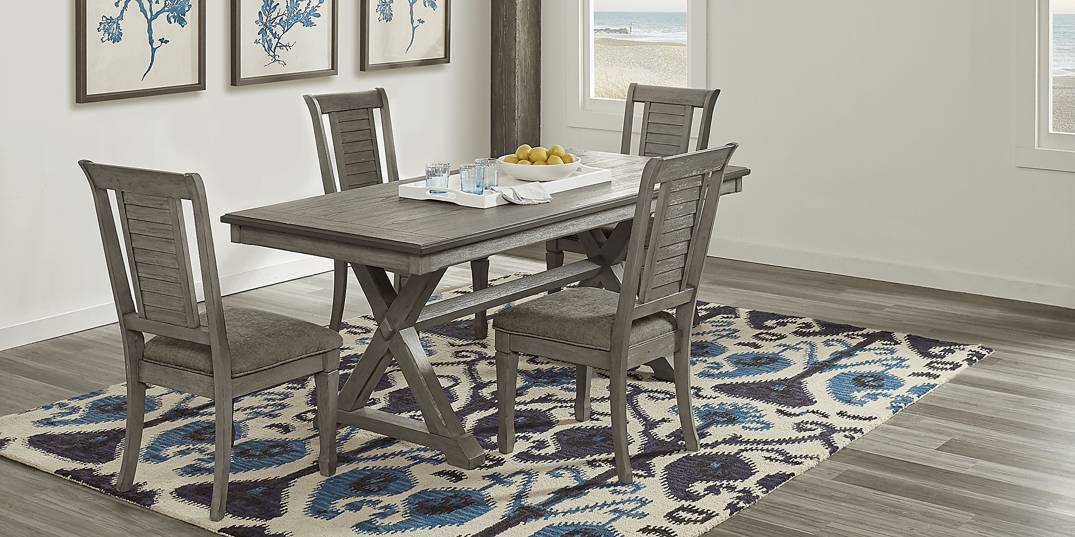 Nantucket Breeze 5 Pc Gray Dining Room Set With Dining Table, Side ...