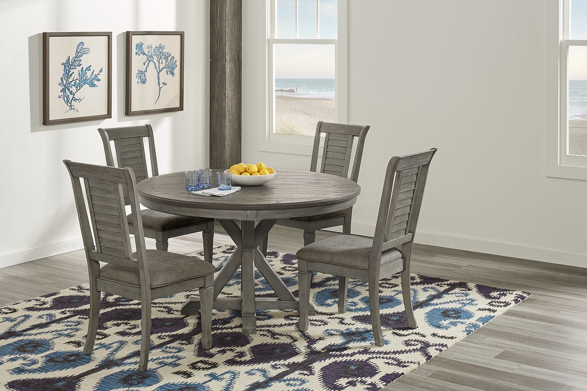 Nantucket Breeze 5 Pc Gray Dining Room Set With Round Dining Table ...