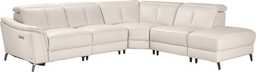 Naples Ivory Beige Leather 5 Pc Dual Power Reclining Sectional | Rooms ...
