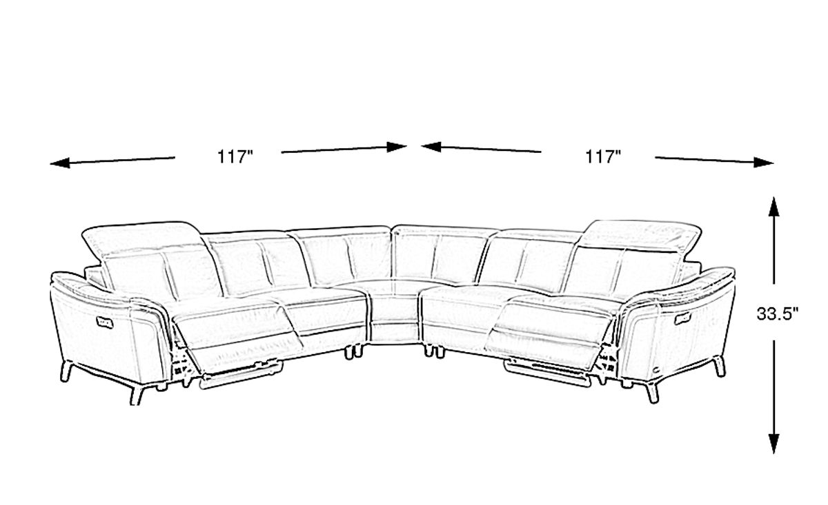 Naples Ivory Beige Leather 5 Pc Dual Power Reclining Sectional | Rooms ...
