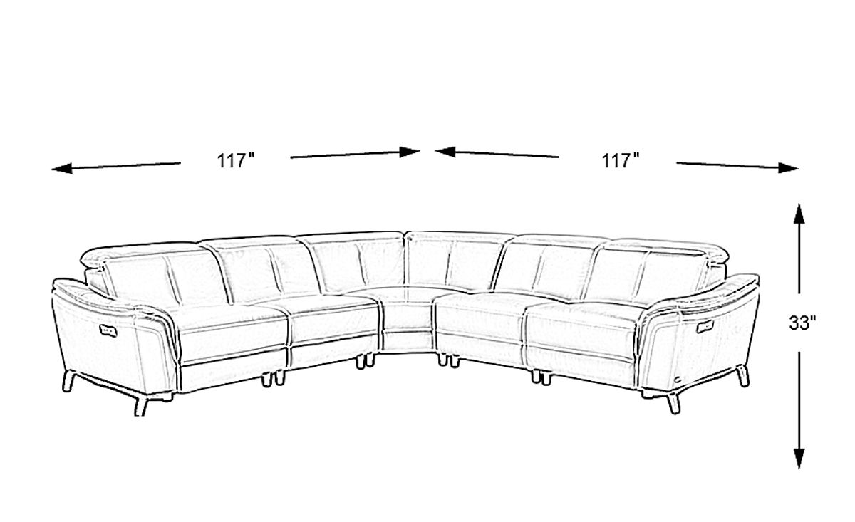 Naples Ivory Beige Leather 5 Pc Dual Power Reclining Sectional | Rooms ...