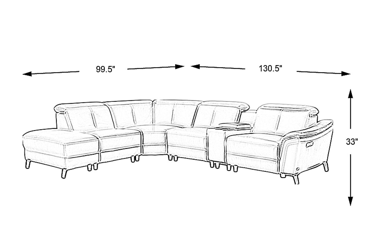 Naples Ivory Beige Leather 6 Pc Dual Power Reclining Sectional | Rooms ...
