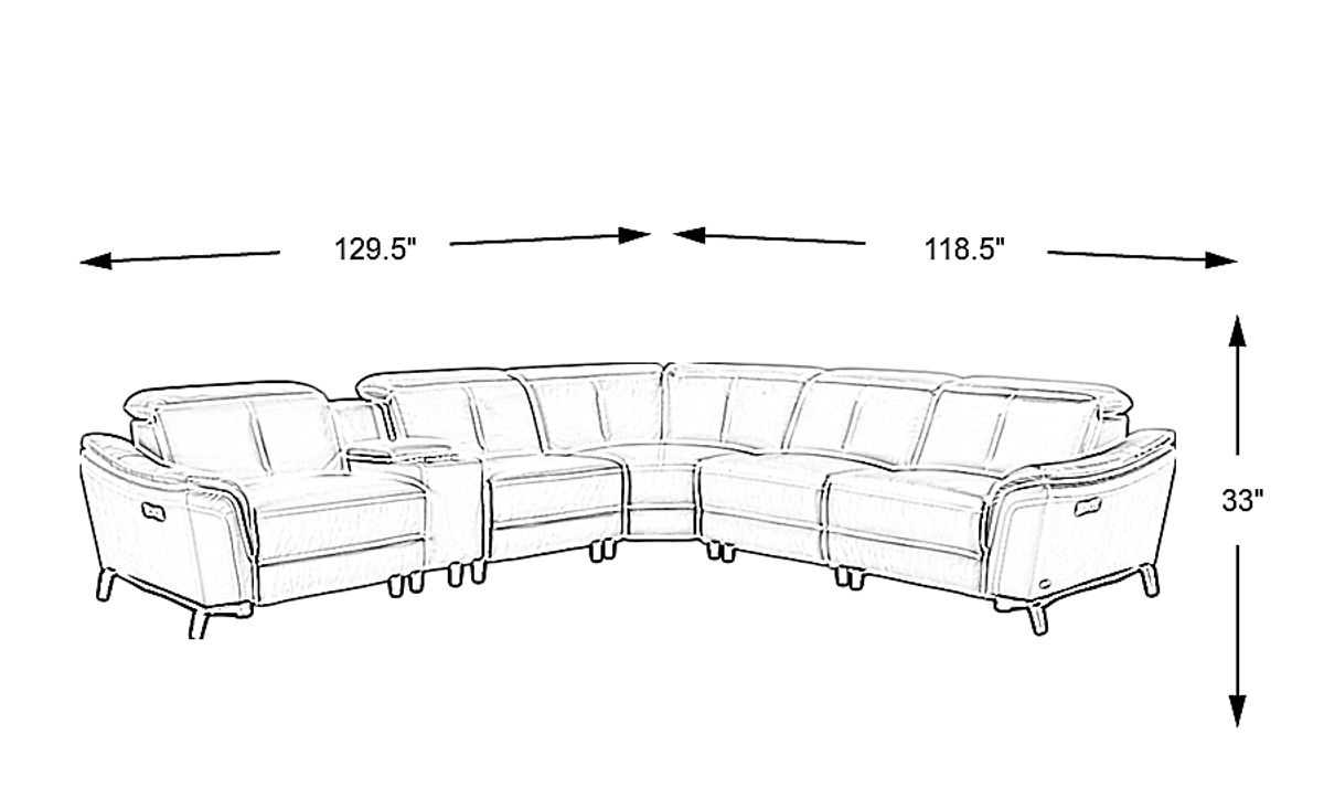 Naples Ivory Beige Leather 6 Pc Dual Power Reclining Sectional | Rooms ...