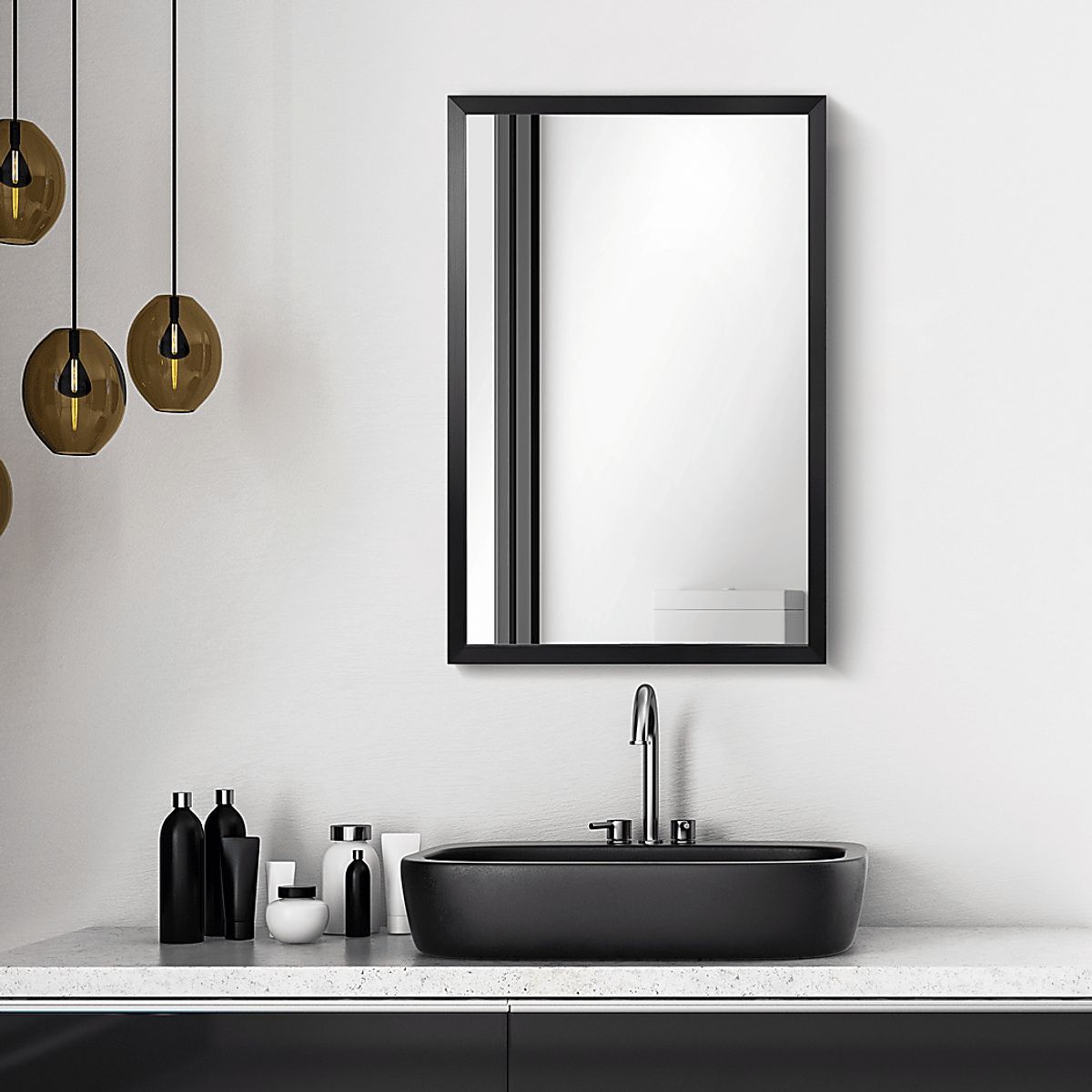 Nasir Black Small Mirror | Rooms to Go