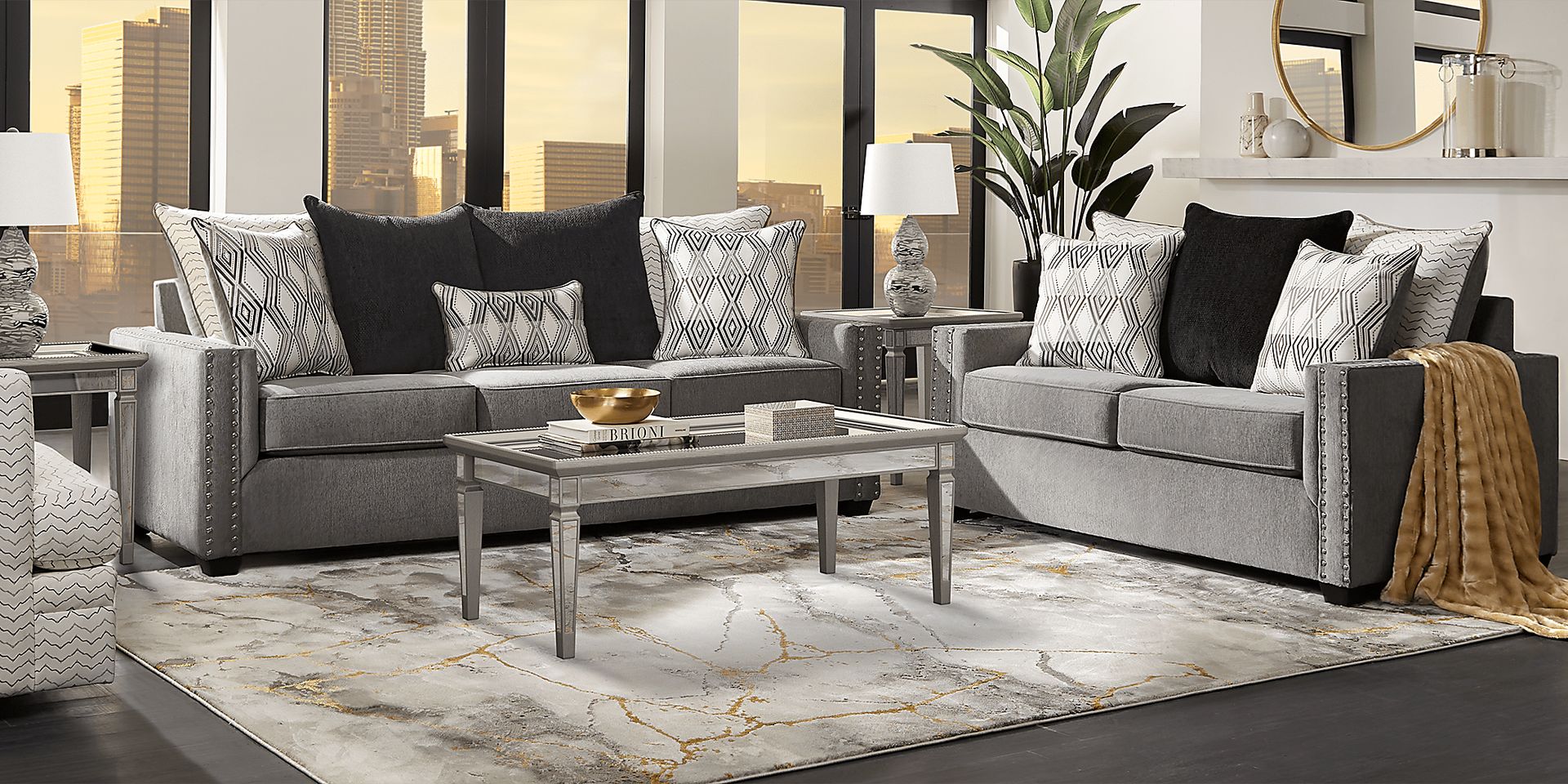 Natalia Gray Polyester Fabric Sofa Rooms to Go