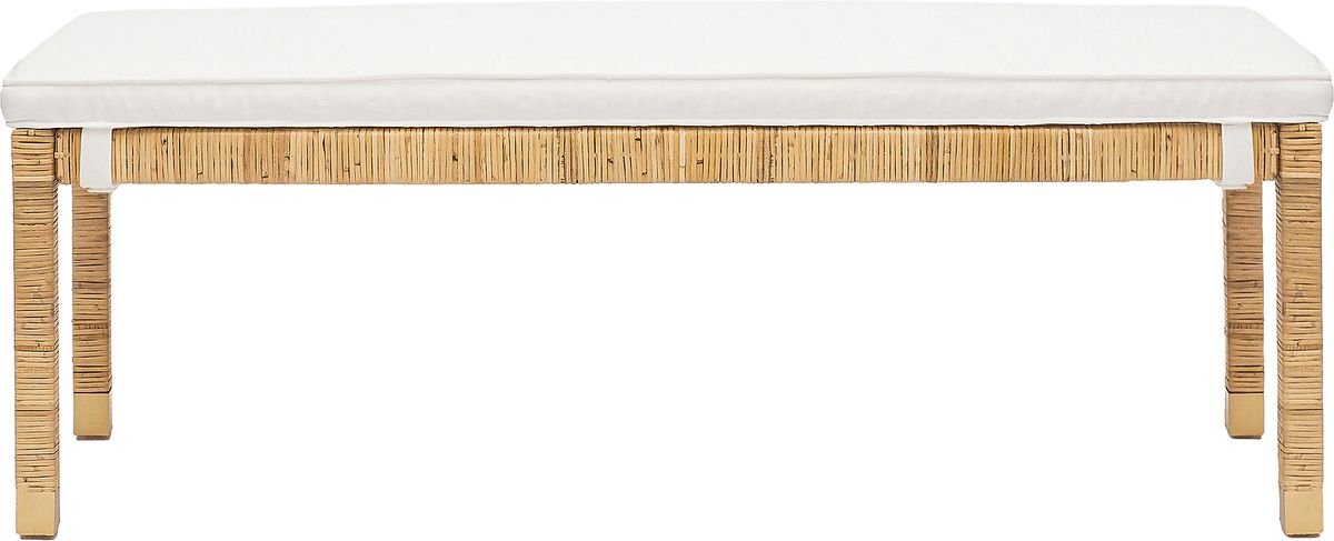 Neath Natural Beige,White Polyester Fabric Bench | Rooms to Go