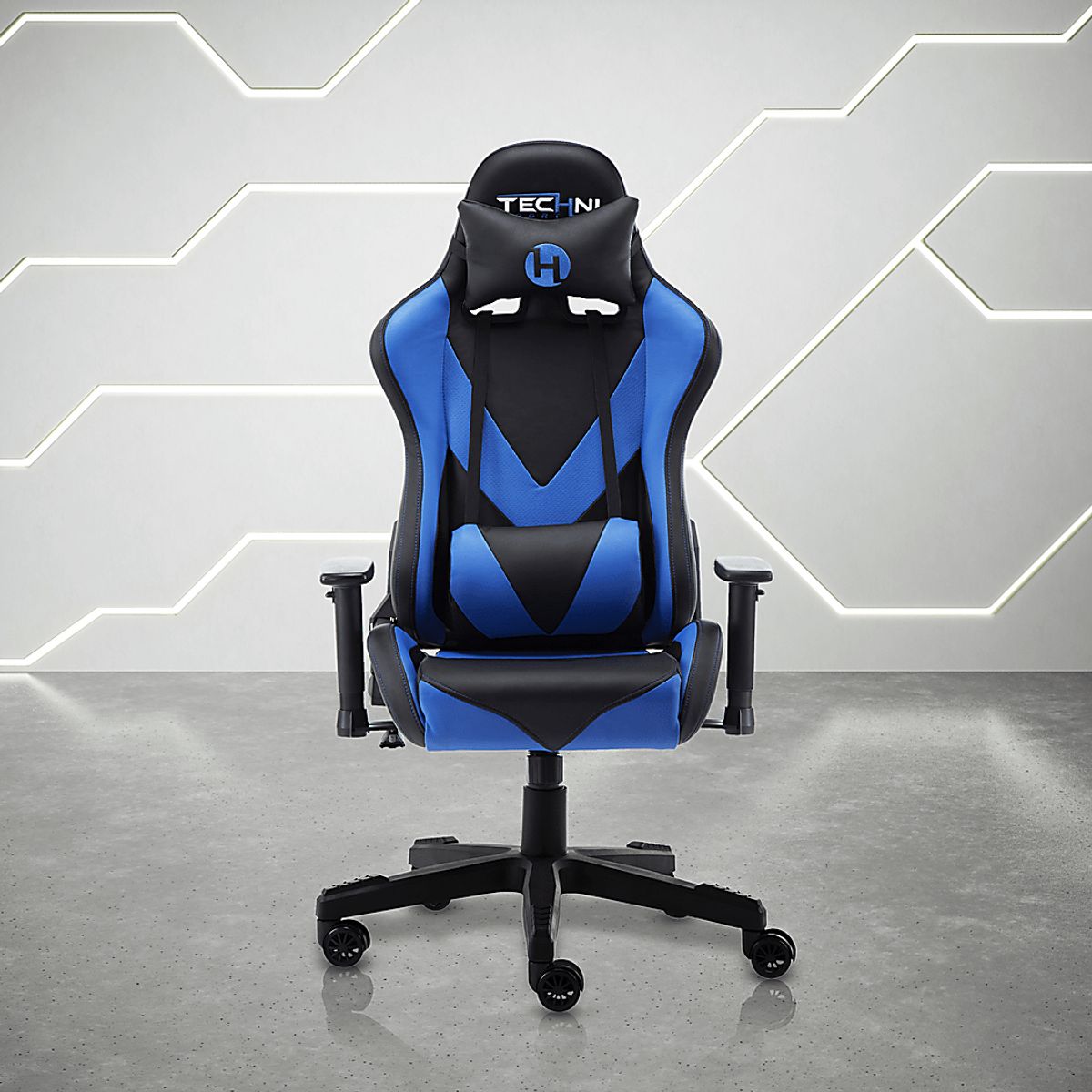 Nektun Blue Polyurethane Fabric Desk Chair | Rooms to Go
