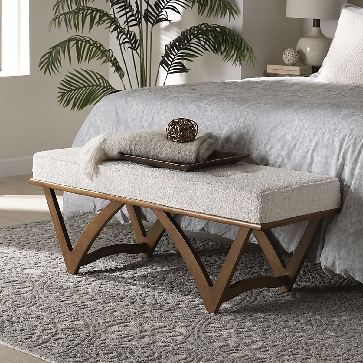Nemasket Cream Beige Acrylic,Polyester Fabric Bench | Rooms to Go