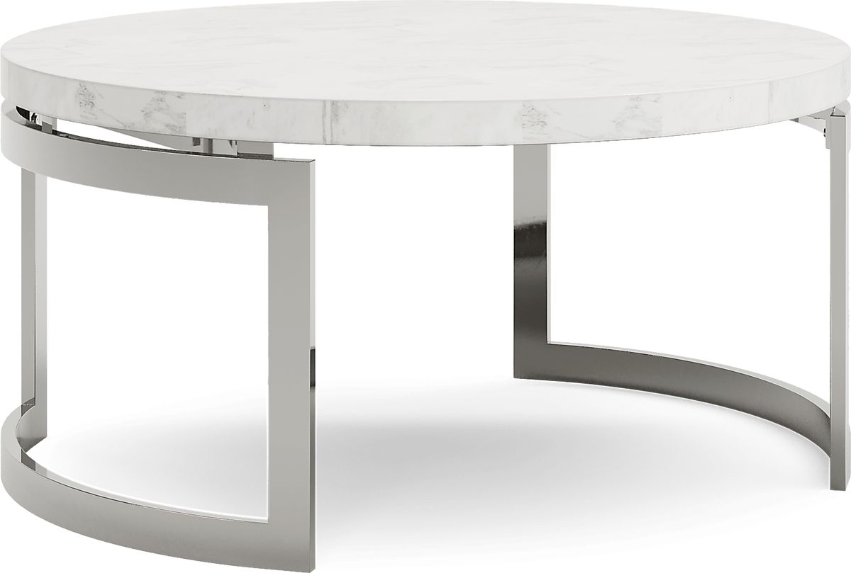 Nerissa Chrome Metal Round Cocktail Table | Rooms to Go