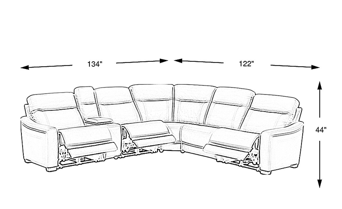 Drew & Jonathan Newport Almond Beige Leather 6 Pc Dual Power Reclining ...