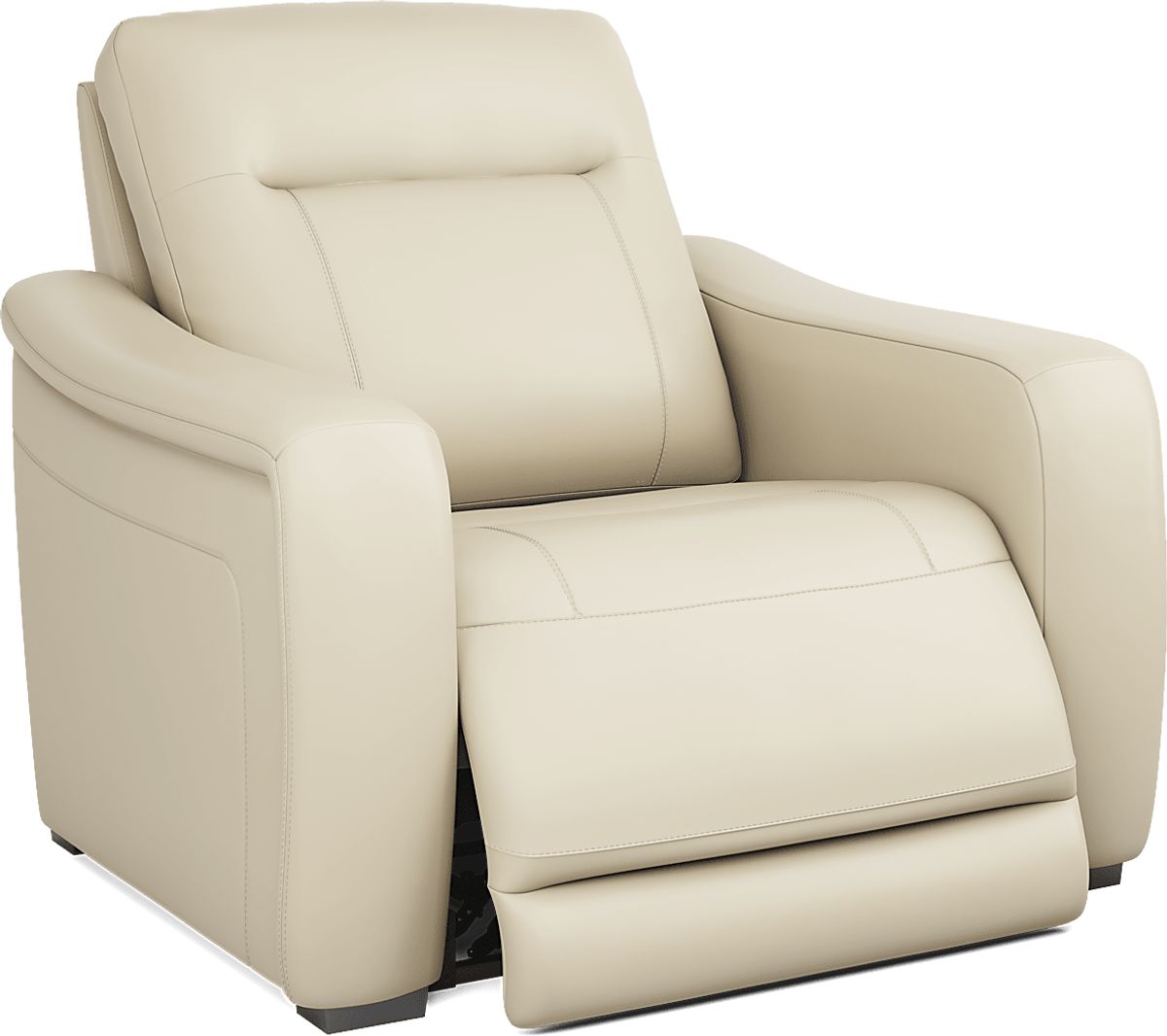 Drew & Jonathan Newport Almond Beige Leather Dual Power Recliner ...