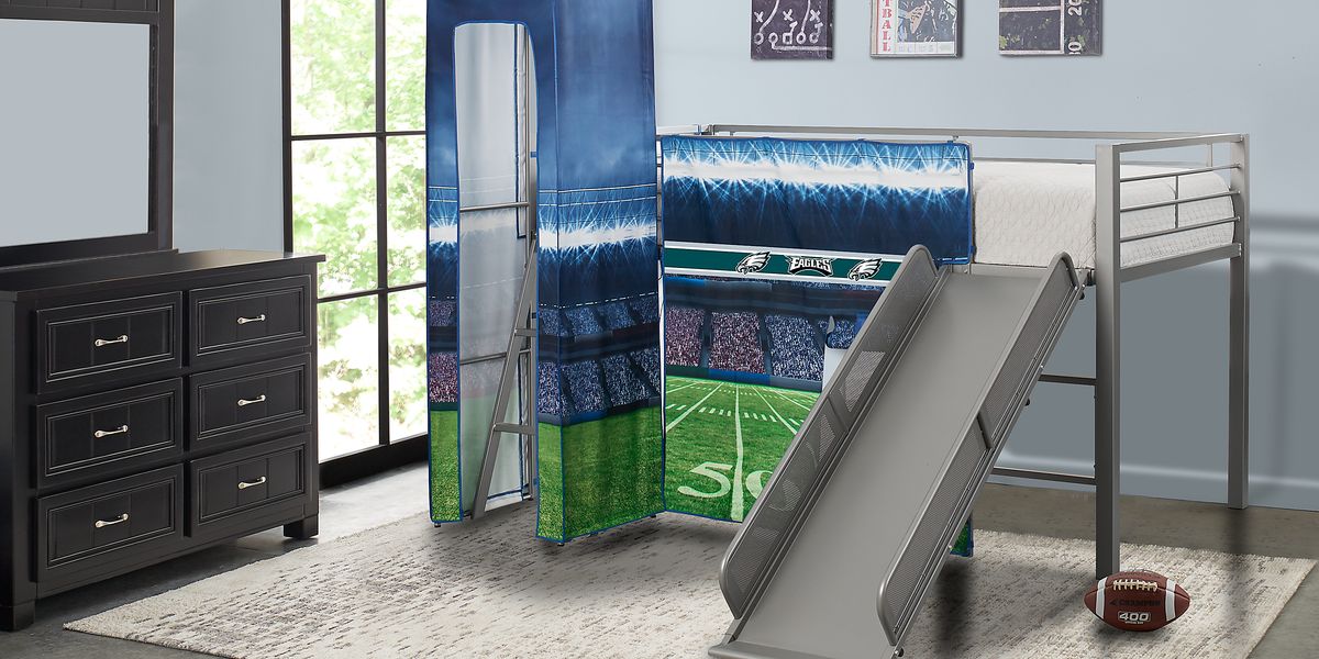 Nfl 50 Yards 5 Pc Silver Gray Tent Loft Bed | Rooms to Go