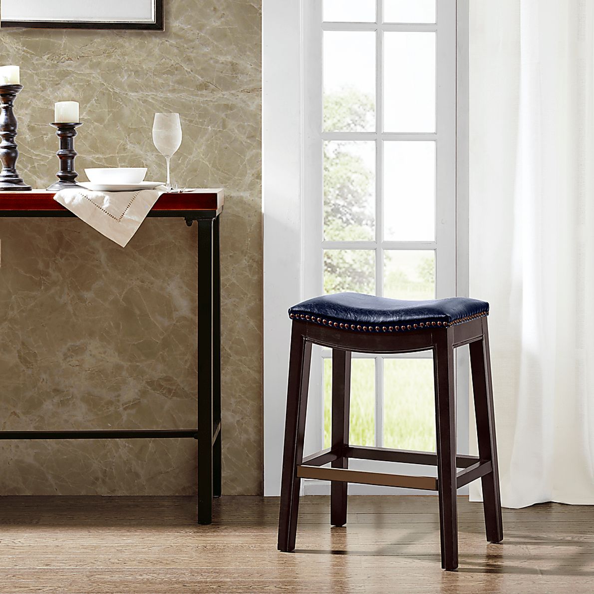 Nielan Navy Counter Height Stool - Rooms To Go