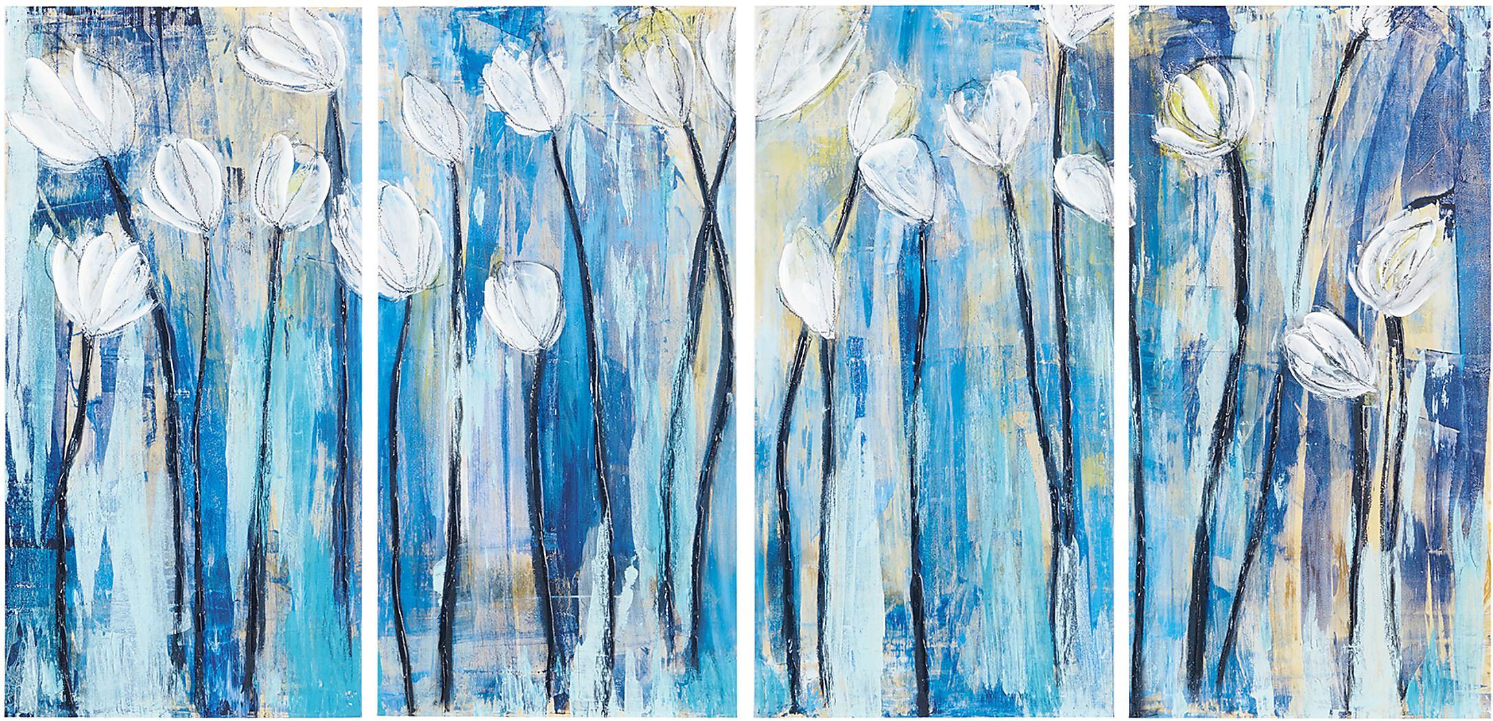 Night Blossom Blue Artwork, Set of 4 - Rooms To Go