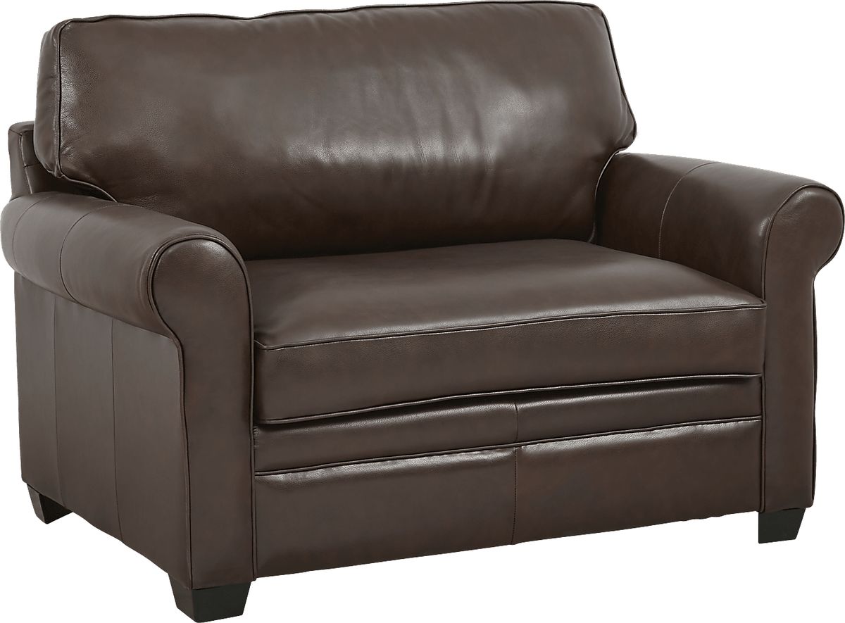 Nikola Place Walnut Brown Leather Sleeper Chair | Rooms to Go
