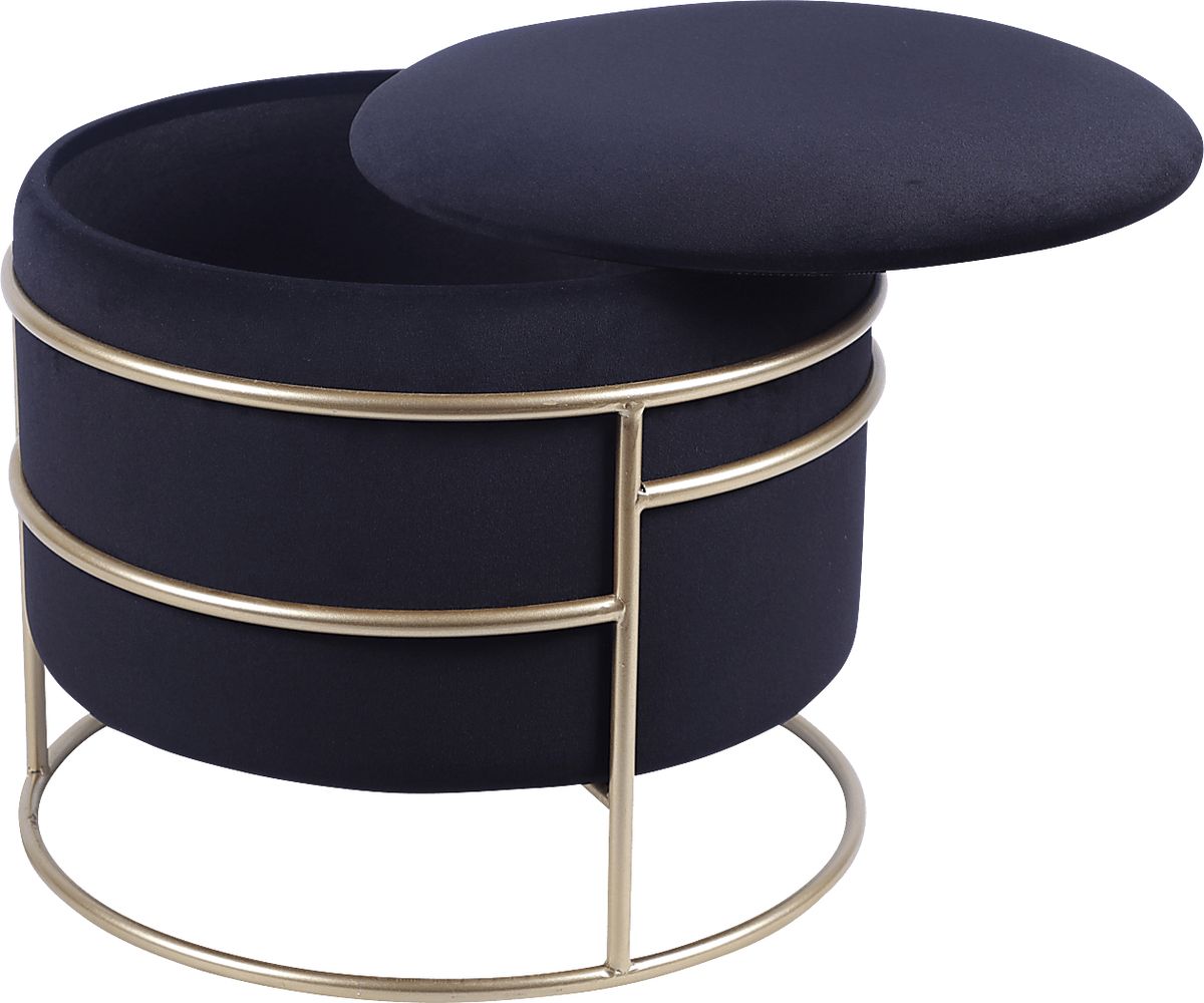 Niora Black Velvet Plush Storage Ottoman | Rooms to Go