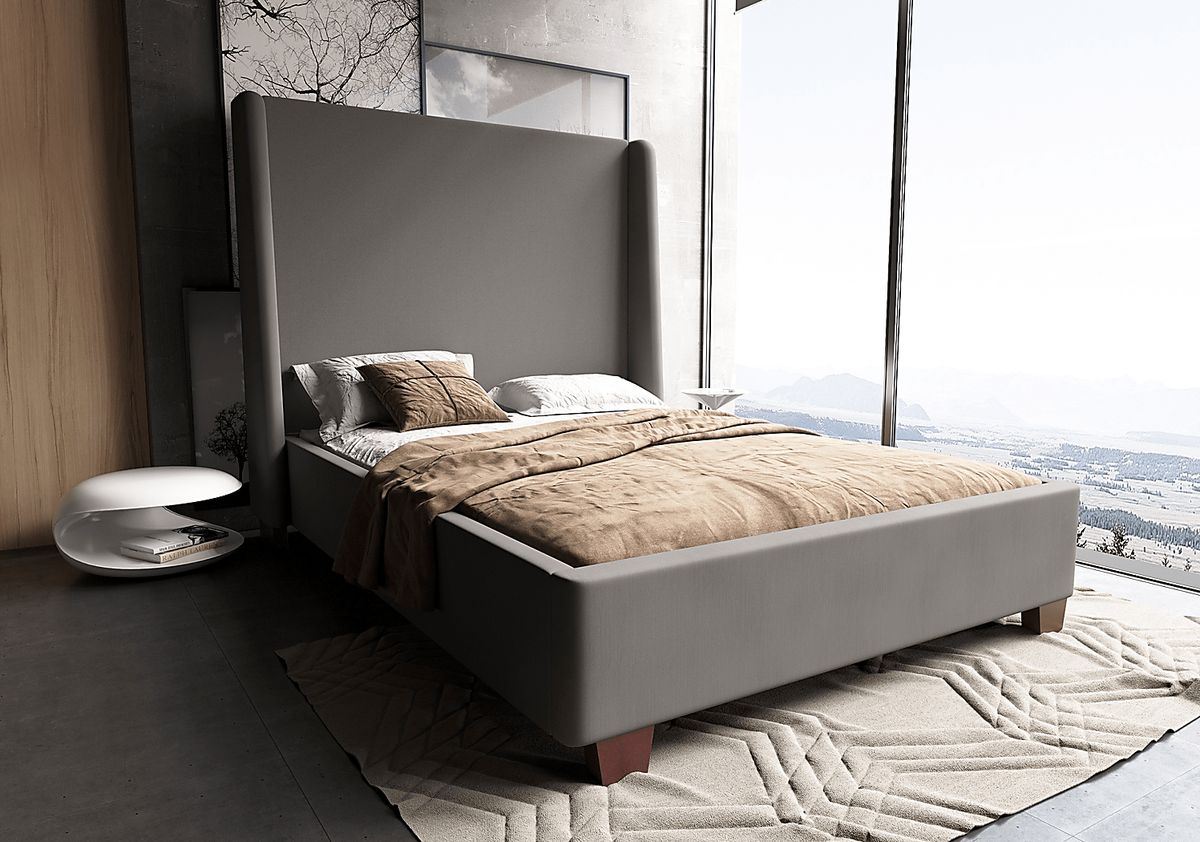 Niveo Gray Velvet Plush Queen Bed | Rooms to Go