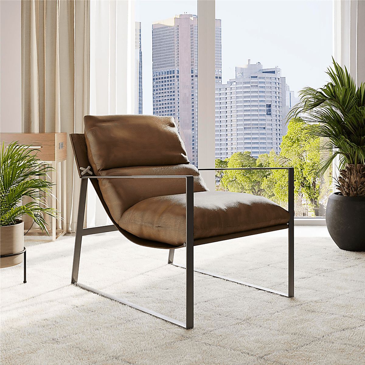 Nixa Brown Polyurethane Fabric Accent Chair | Rooms to Go