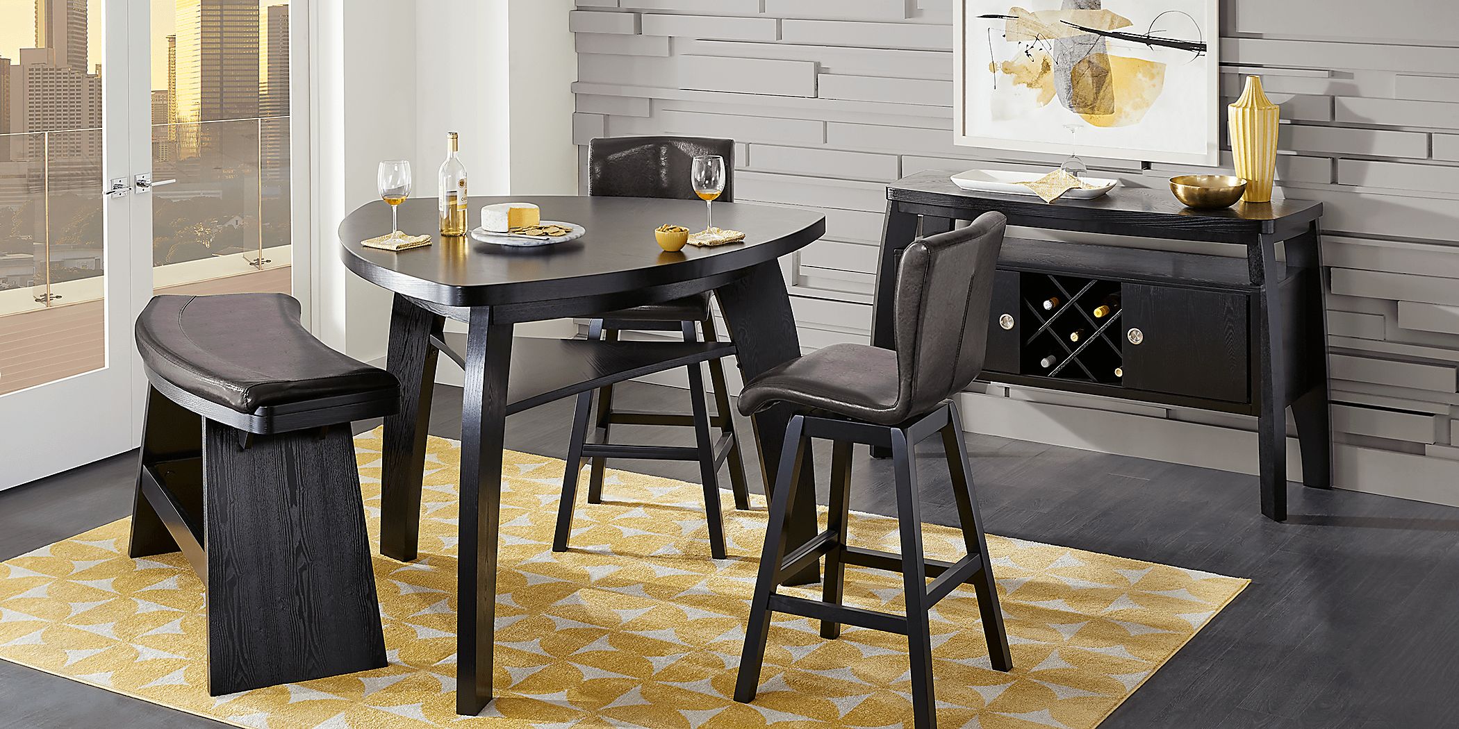 Noah Chocolate 4 Pc Bar Height Dining Room with Chocolate Barstools ...