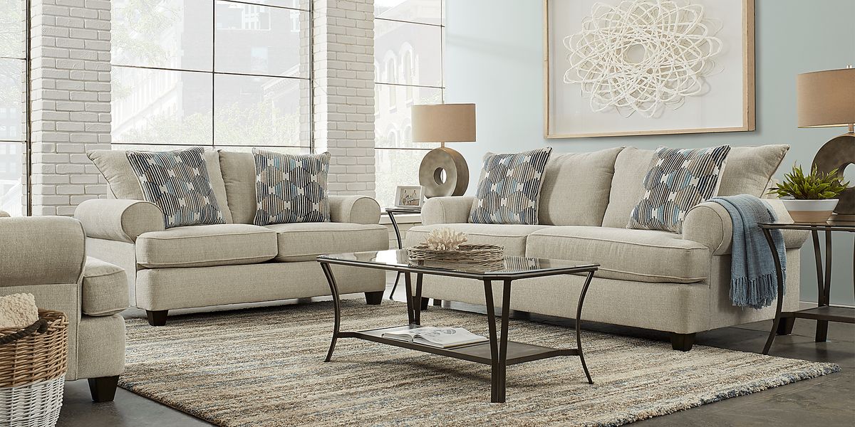 North Bay 2 Pc Linen Beige Chenille Fabric Living Room Set | Rooms to Go