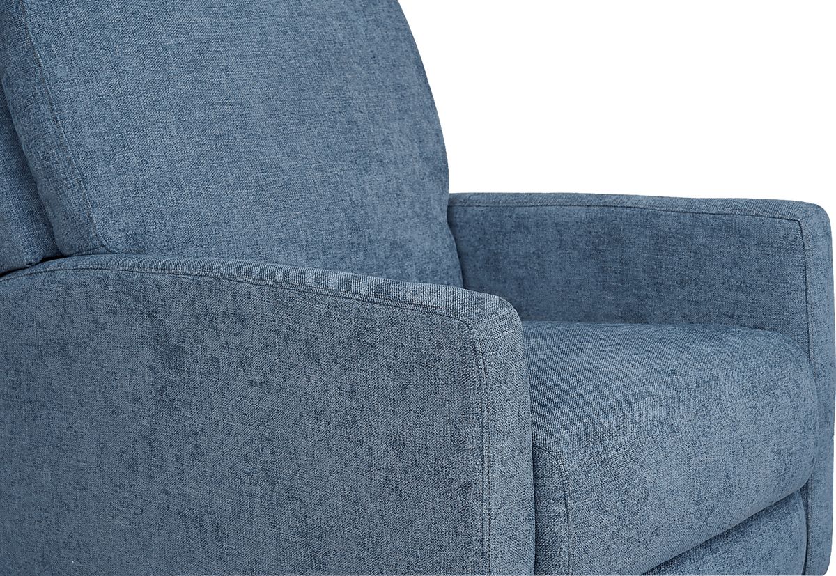 Norwich Chambray Blue Polyester Fabric Push Back Recliner | Rooms to Go