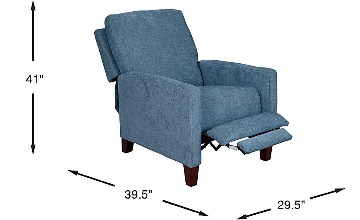 Norwich Chambray Blue Polyester Fabric Push Back Recliner | Rooms to Go