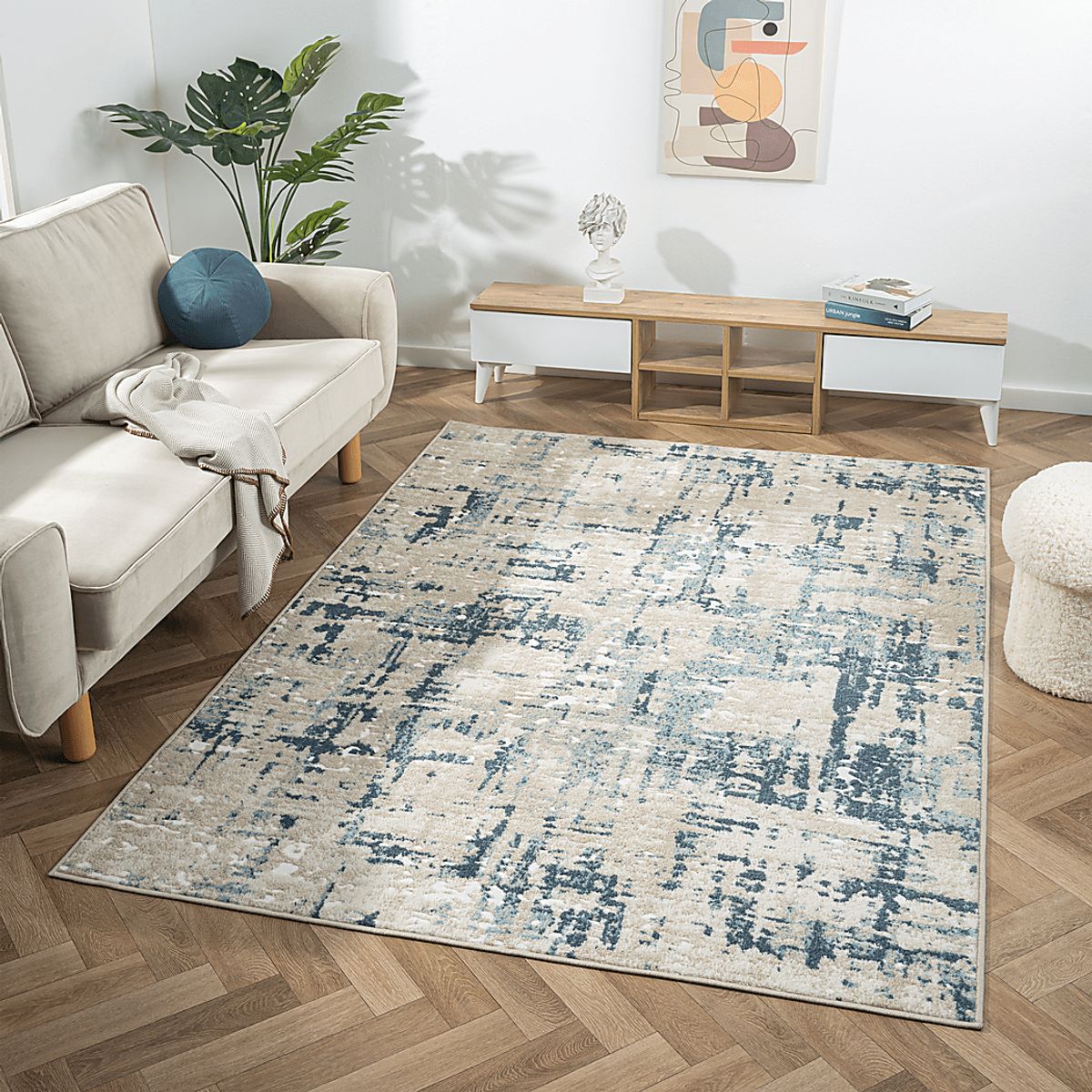 Nour Blue,Gray Rugs | Rooms to Go