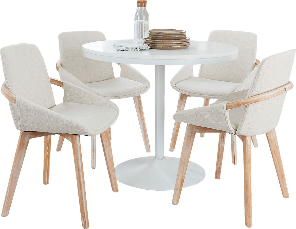 Nuckols Natural Light Wood Polyester Fabric 5 Pc Dining Set | Rooms to Go