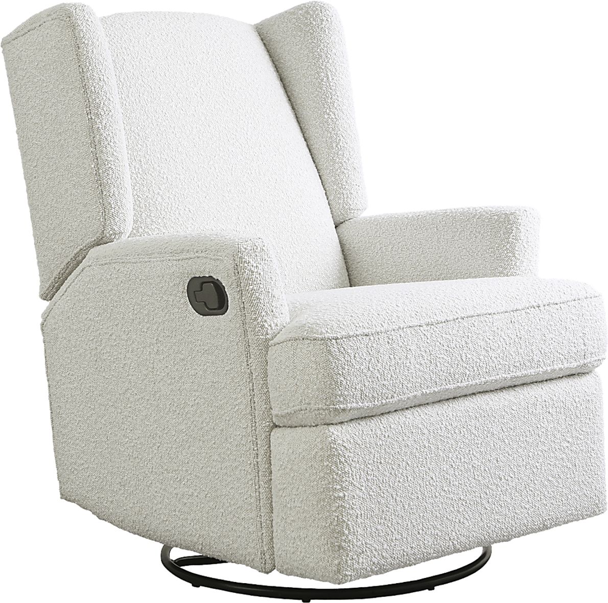 Alondria White Polyester Fabric Nursery Swivel Recliner - Rooms To Go
