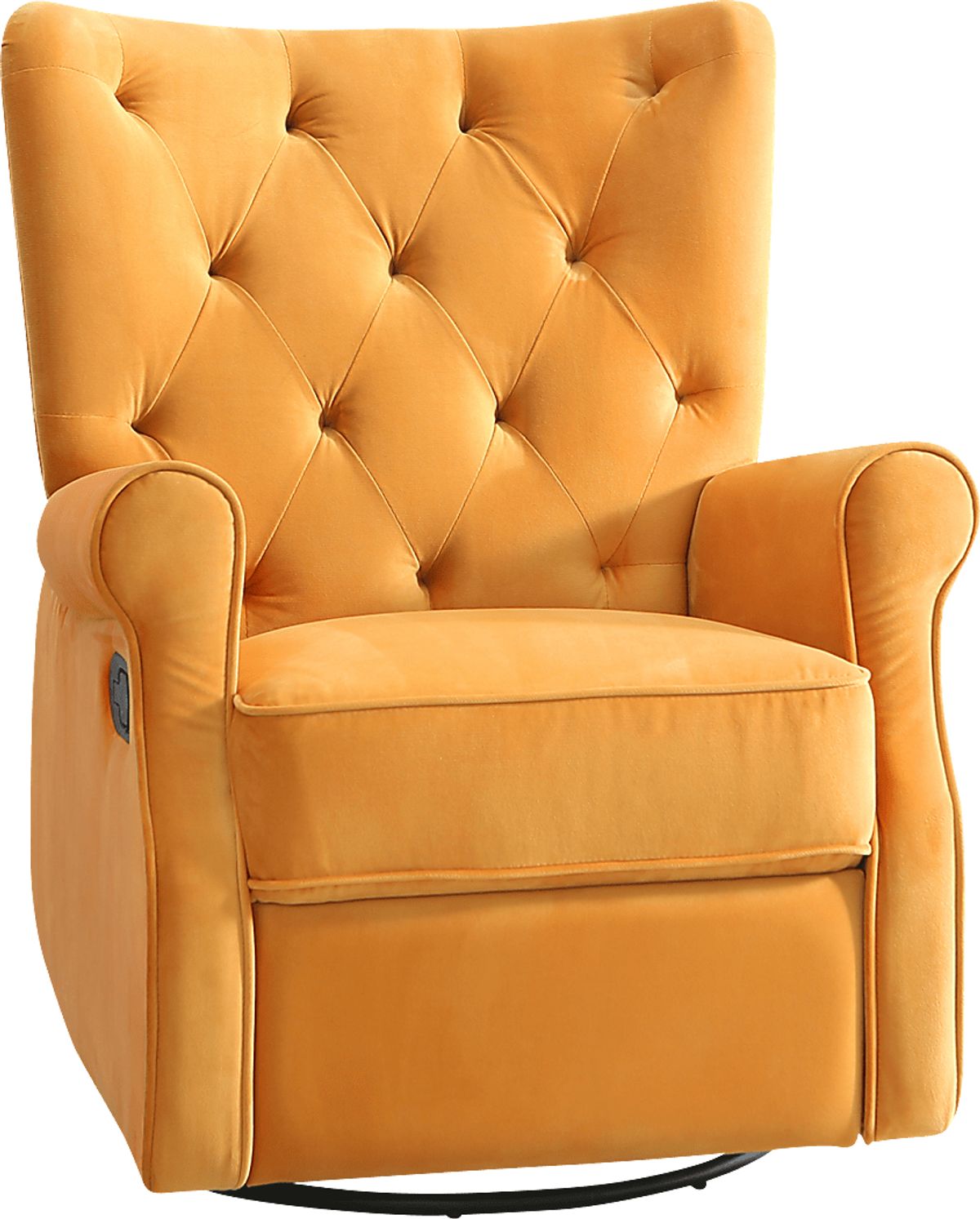 Apato I Yellow Polyester,Velvet Swivel Recliner | Rooms to Go