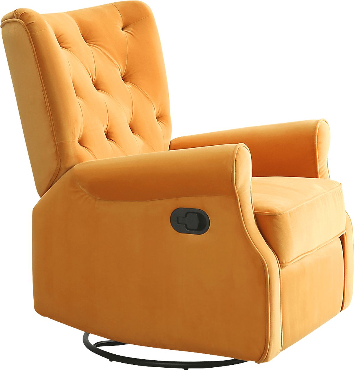 Apato I Yellow Polyester,Velvet Swivel Recliner | Rooms to Go