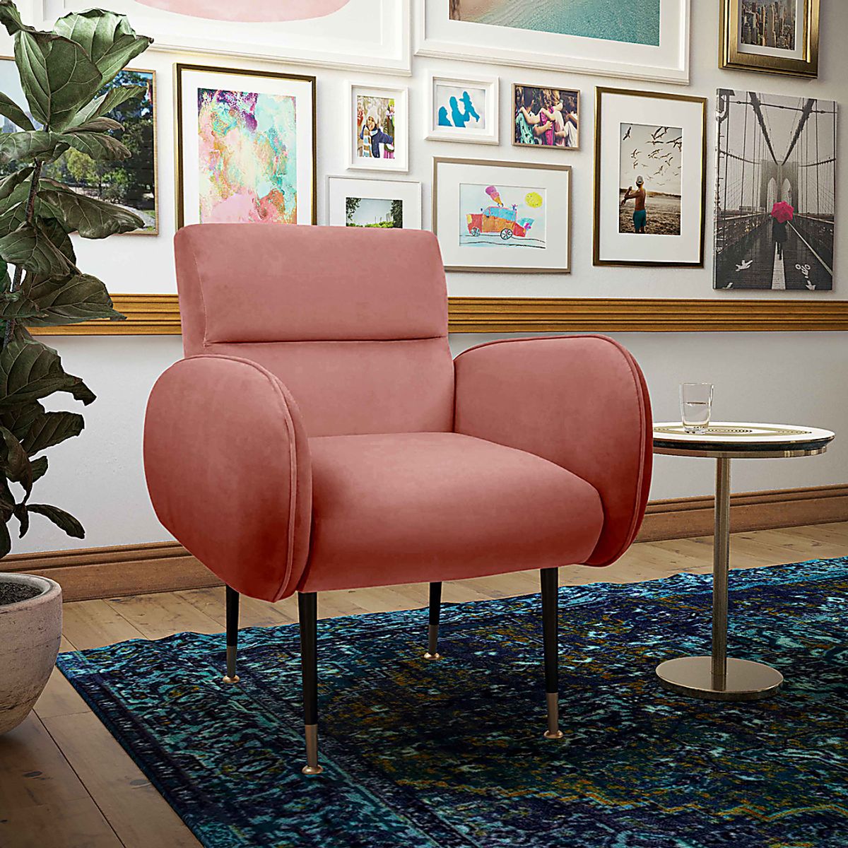 Nyelee Salmon Red Polyester Fabric Accent Chair | Rooms to Go