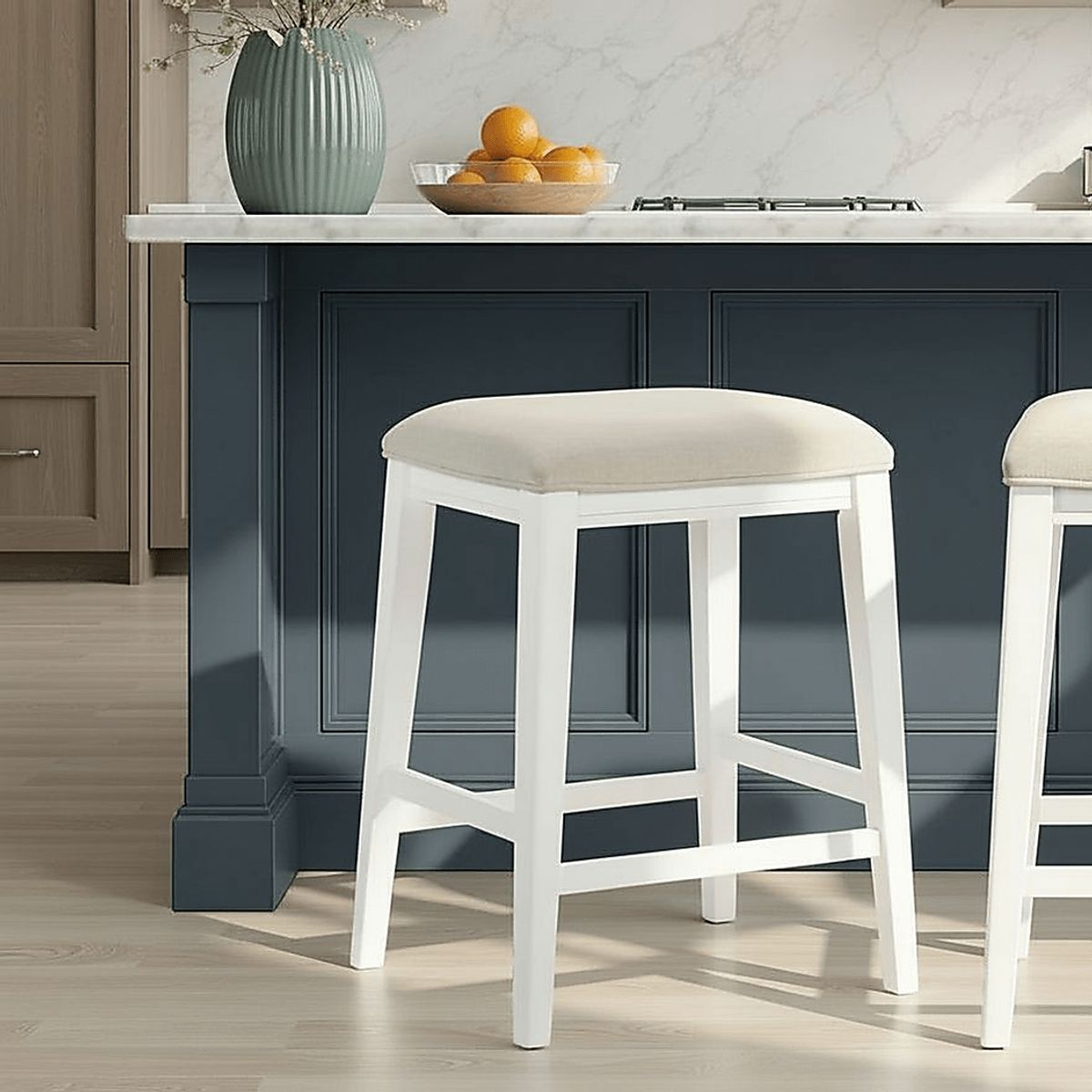 Oakcona White Fabric Counter Stool | Rooms to Go