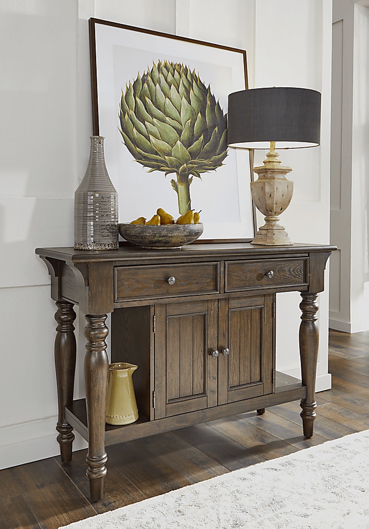 Oakdale Brown Dark Wood Server | Rooms to Go