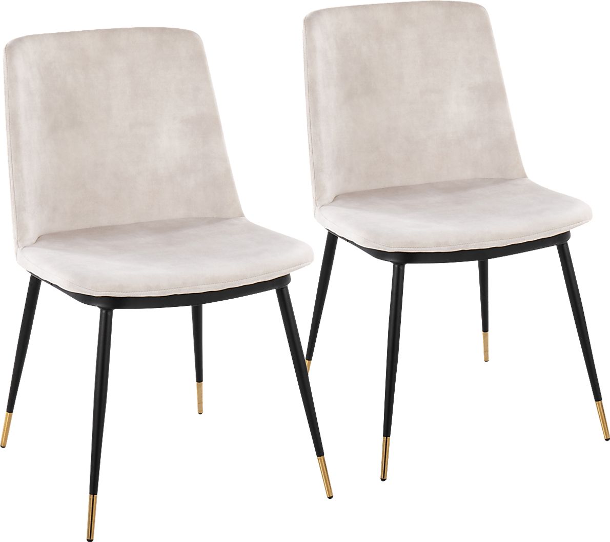 Oaklon Beige Colors,Light Wood,White Velvet Plush Dining Chair, Set Of ...