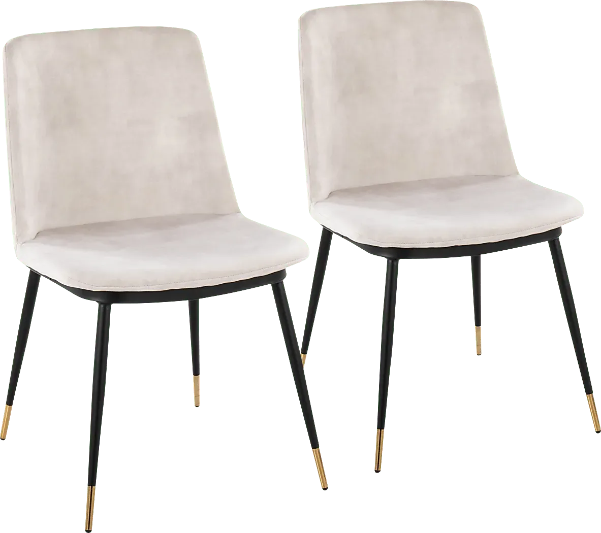 Oaklon Beige Colors,Light Wood,White Velvet Plush Dining Chair, Set Of ...