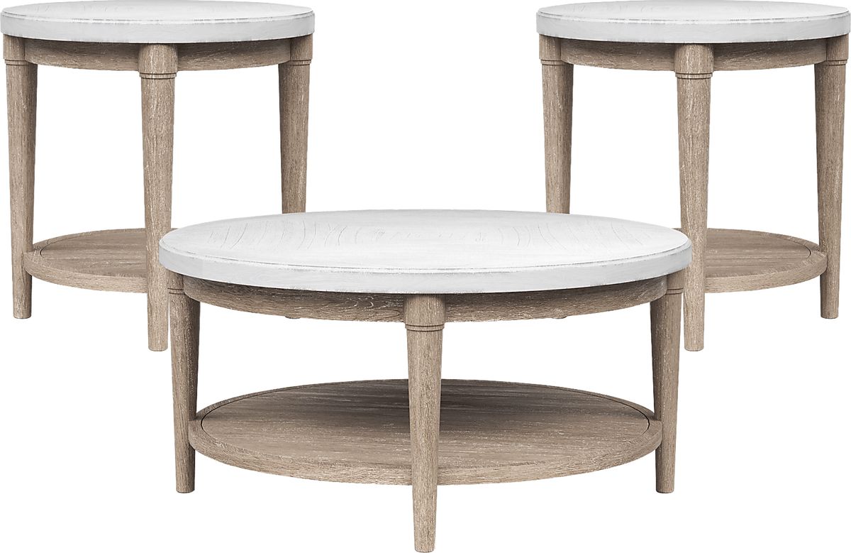 Oakwood Terrace Sand Light Wood 3 Pc Table Set | Rooms to Go