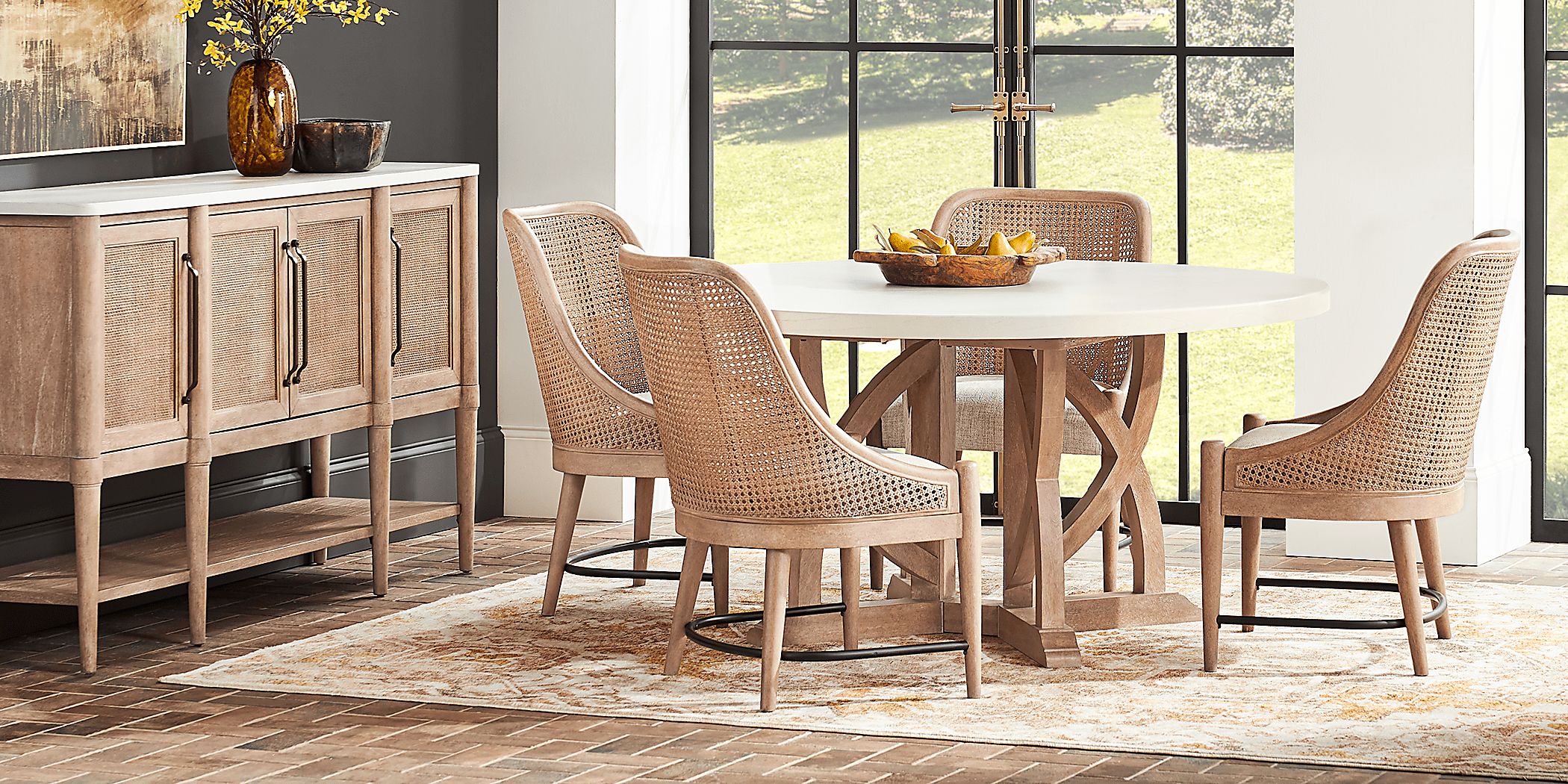 Oakwood Terrace 5 Pc Sand Light Wood Beige Dining Room Set With Dining ...