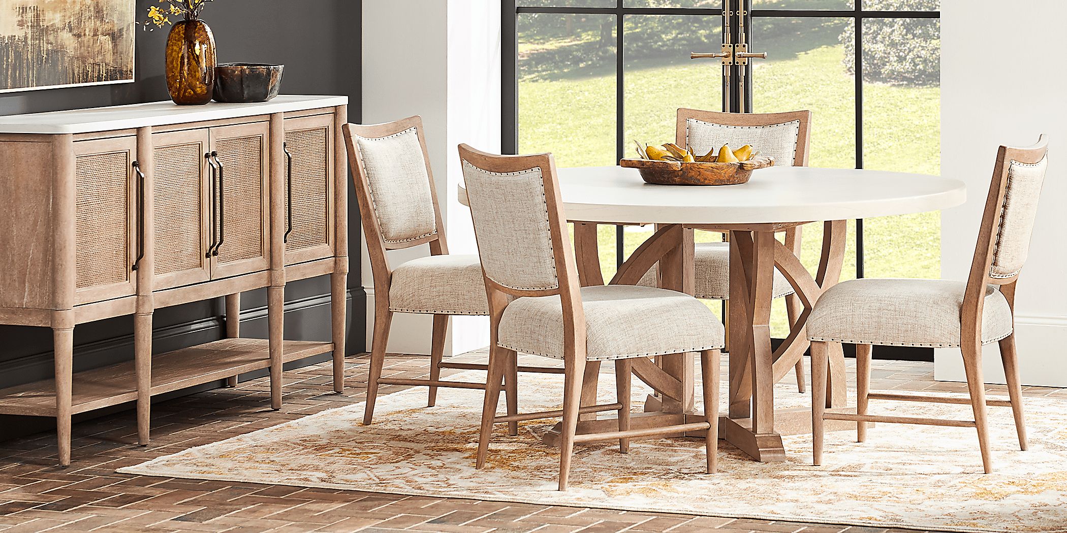 Oakwood Terrace 5 Pc Sand Light Wood Beige Dining Room Set With Dining ...