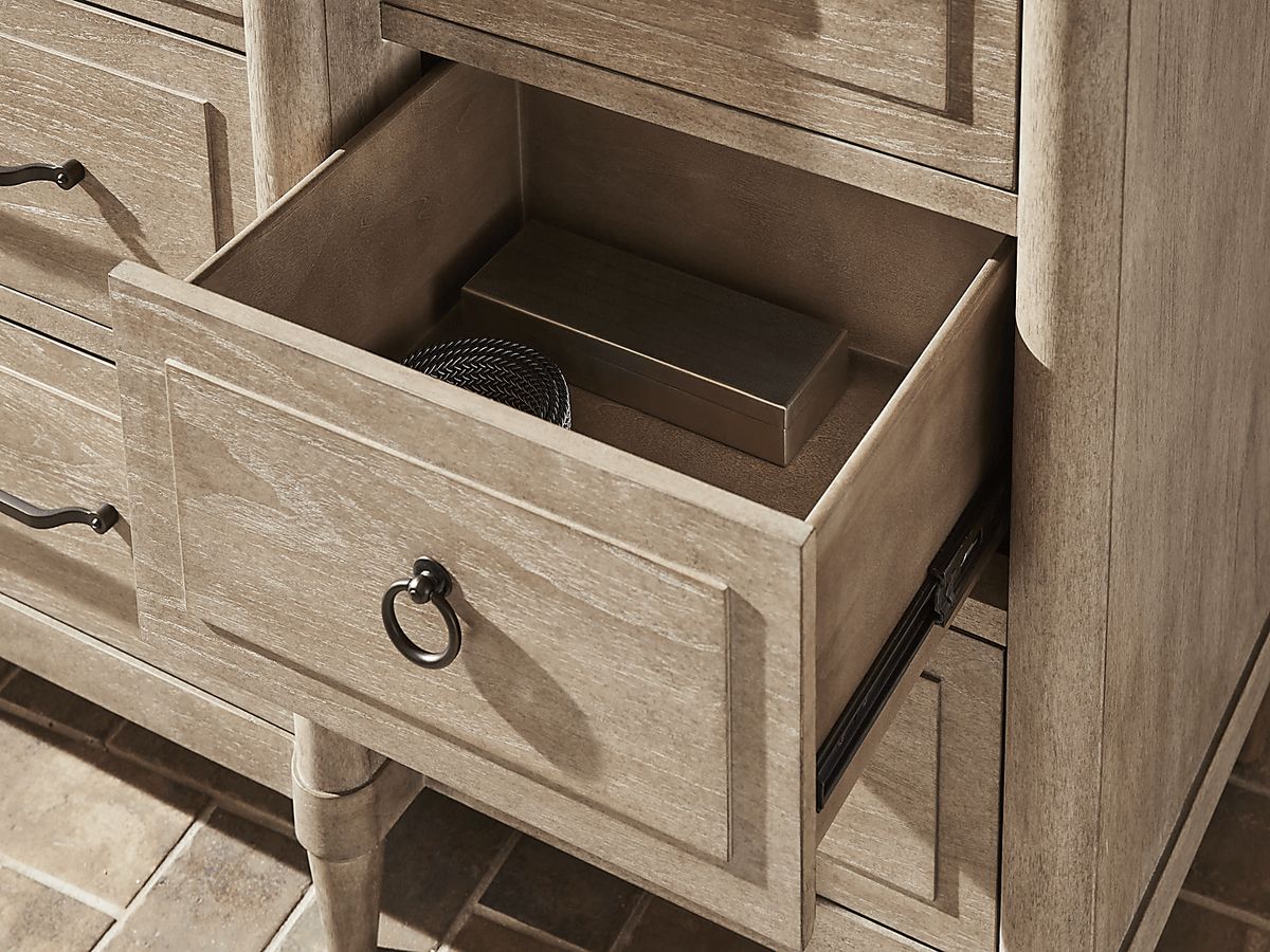 Oakwood Terrace 5 Pc Tan Light Wood Microfiber King Bedroom Set With 3 ...