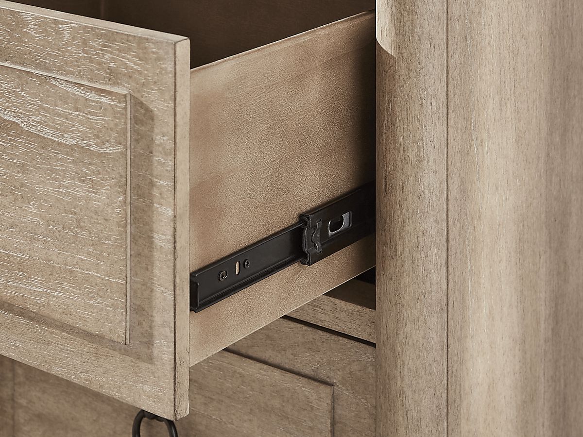 Oakwood Terrace 5 Pc Tan Light Wood Microfiber King Bedroom Set With 3 ...