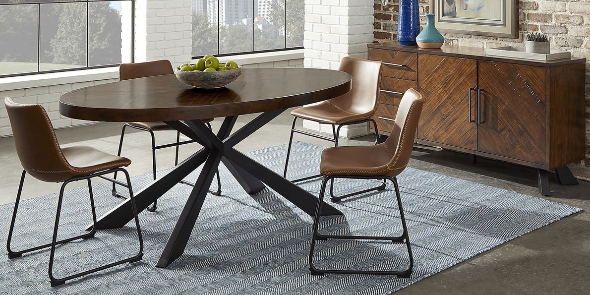 Obelia 5 Pc Tobacco Dark Wood Brown Dining Room Set With Dining Table ...