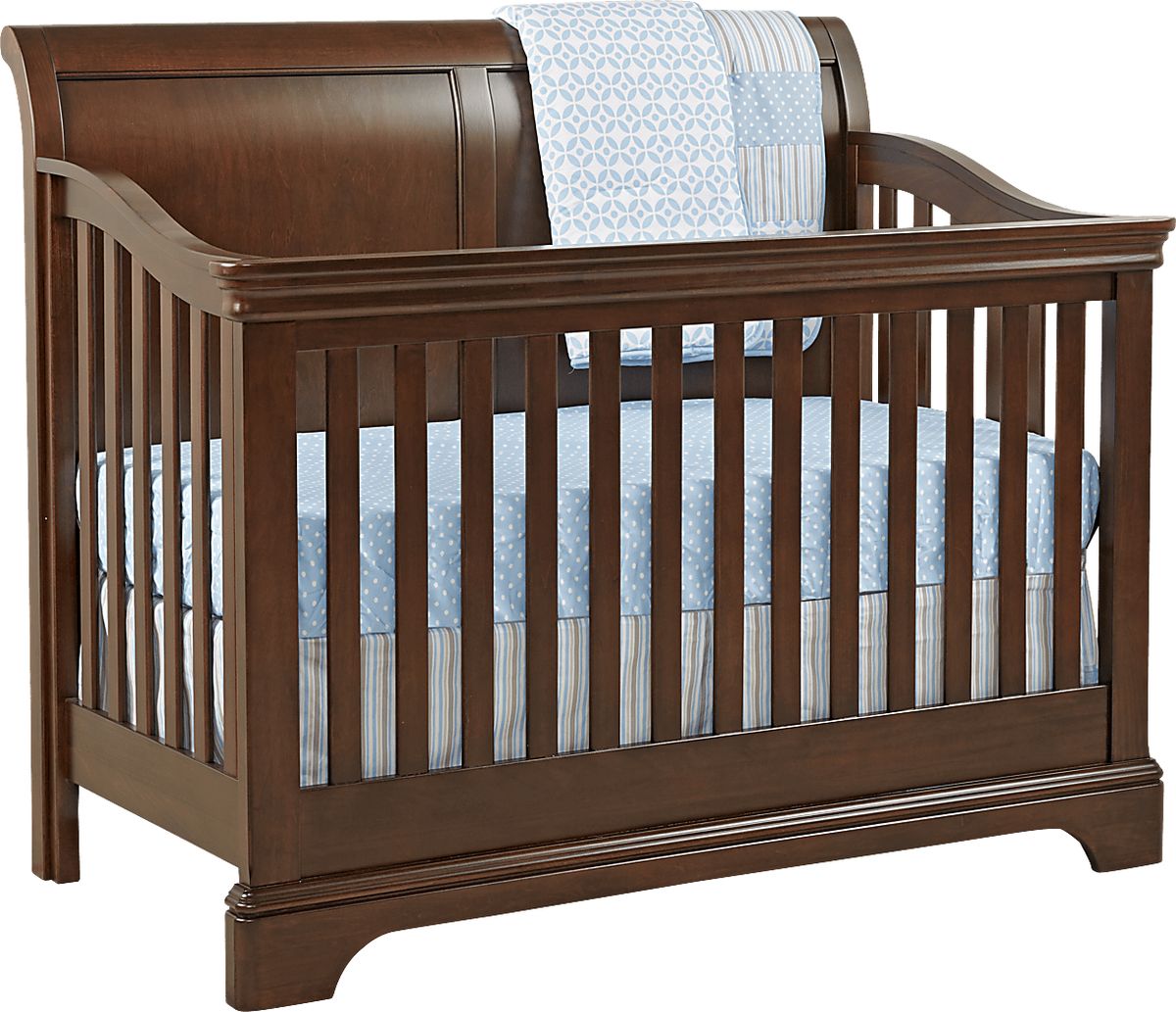 Oberon Cherry Dark Wood Crib | Rooms to Go